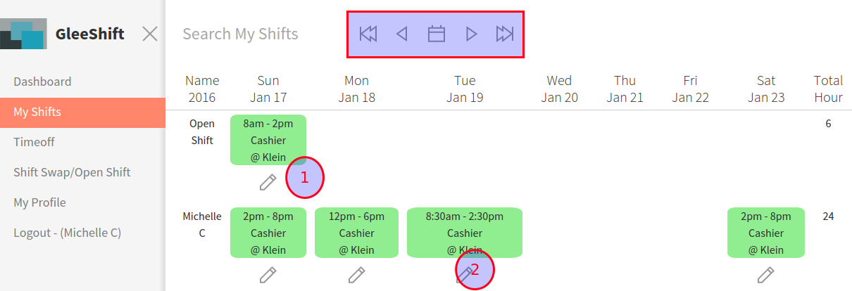Scheduling Shifts - Gleeshift Schedule